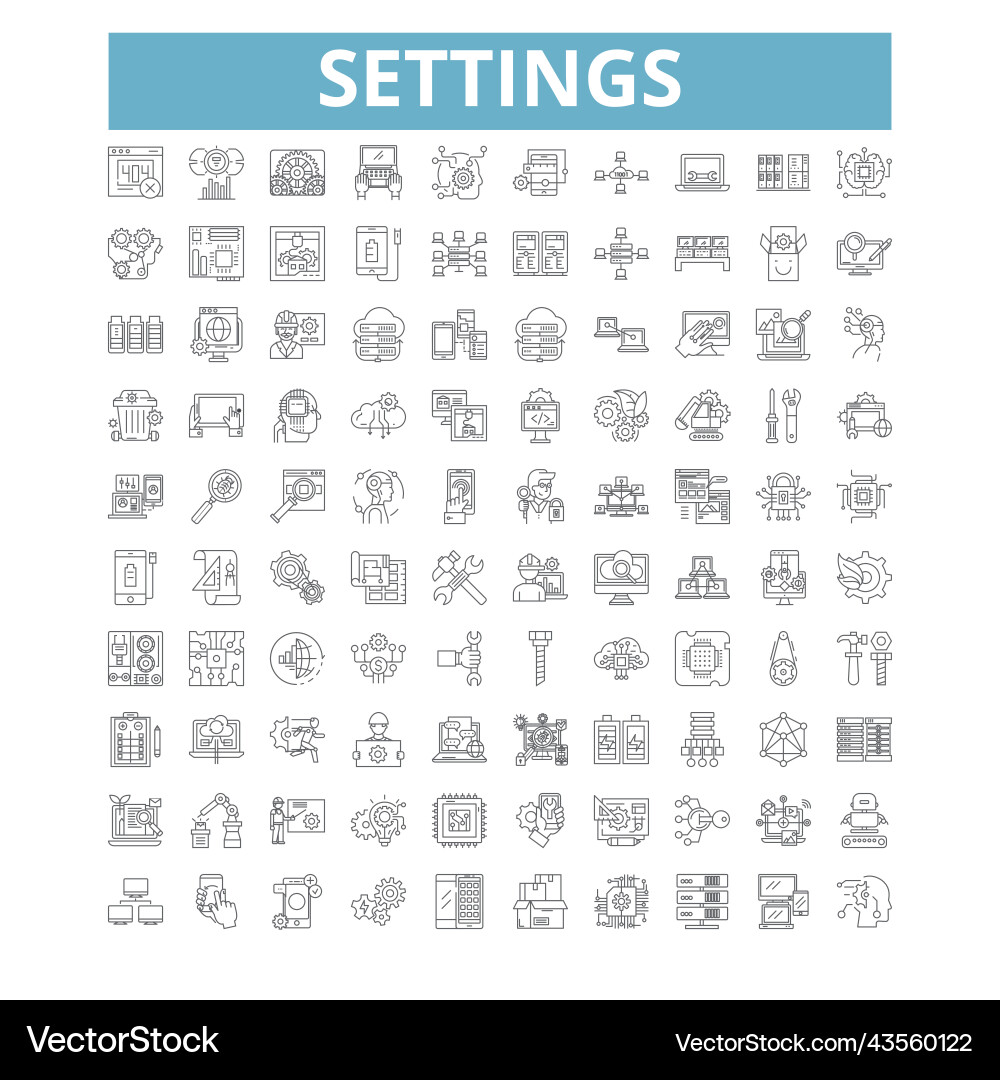 Settings icons line symbols web signs Royalty Free Vector