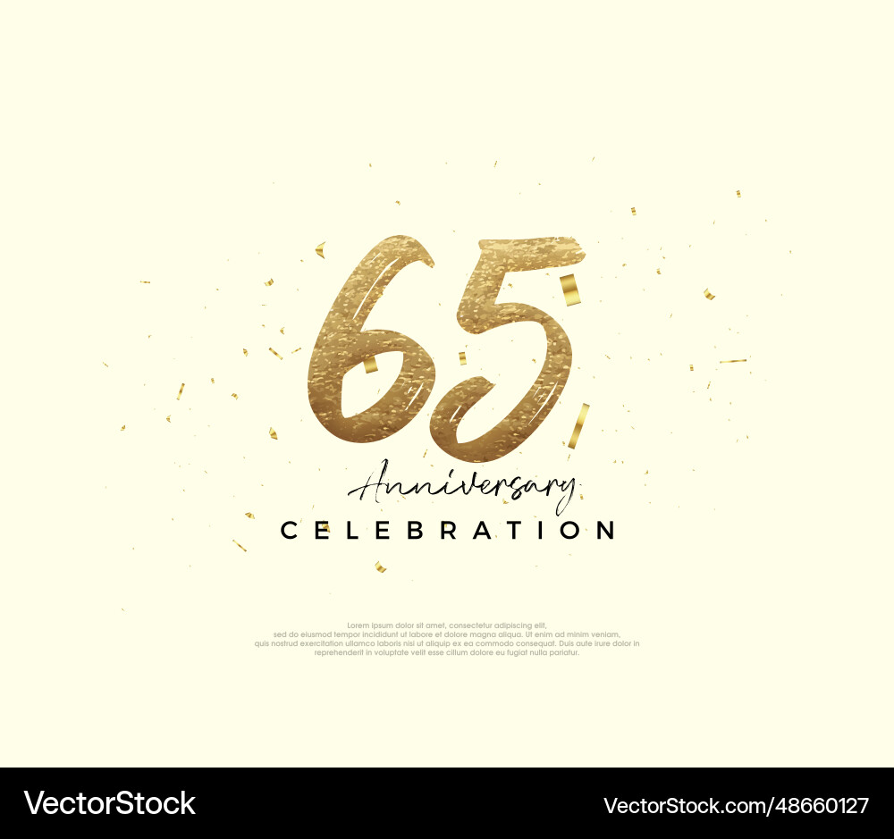 65th anniversary celebration with gold glitter Vector Image