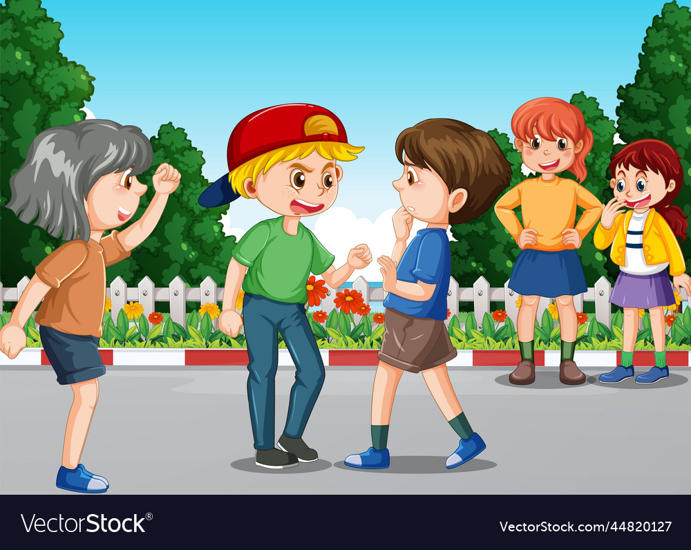 A boy bullied by other kids Royalty Free Vector Image