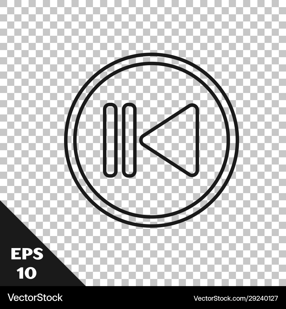 Black line rewind icon isolated on transparent Vector Image