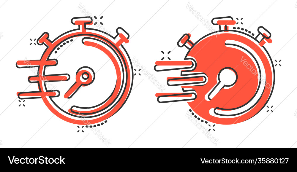 Clock icon in comic style watch cartoon on white Vector Image