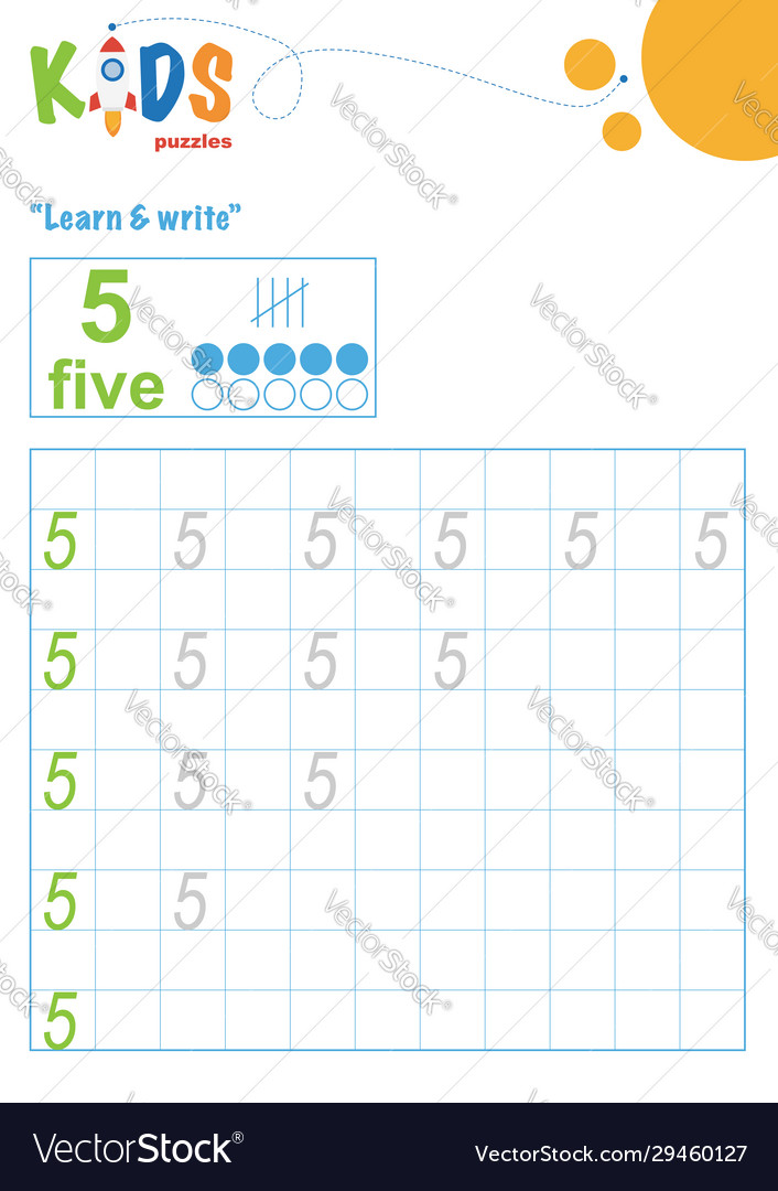 Learning numbers learn and write numbers easy Vector Image