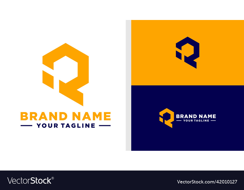Qi logo monogram hexagonal editable Royalty Free Vector