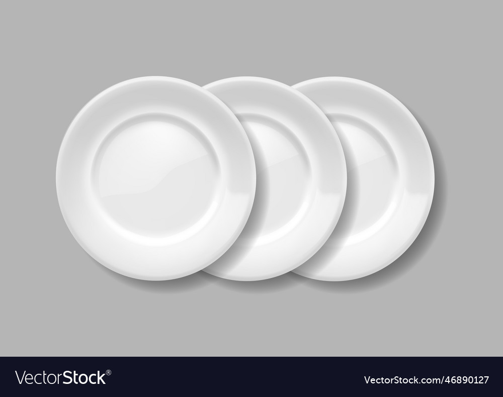 Realistic plate stack white kitchen tableware Vector Image