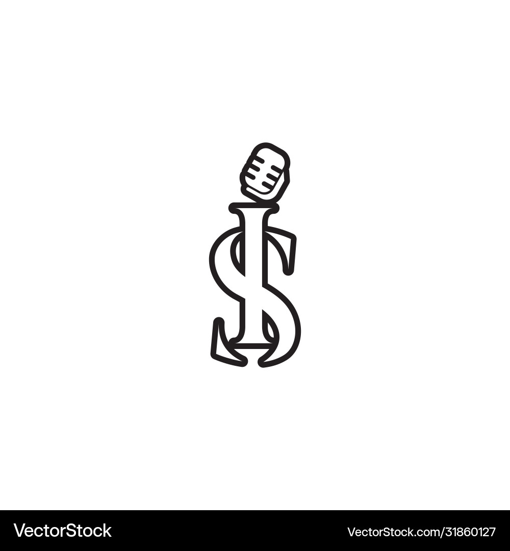 S i microphones letter lines logo design Vector Image