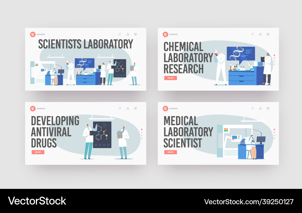 Scientific laboratory research landing page Vector Image