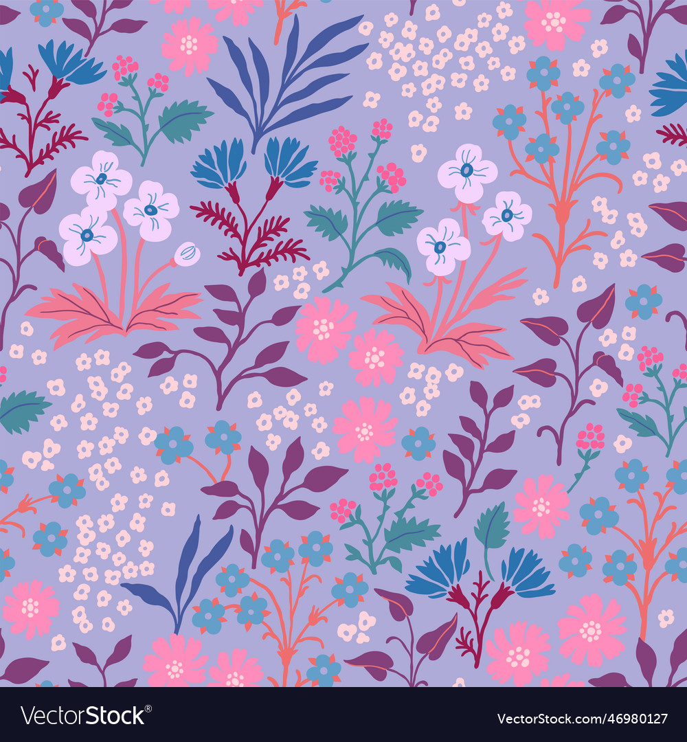 Seamless pattern with a fabulous spring meadow Vector Image