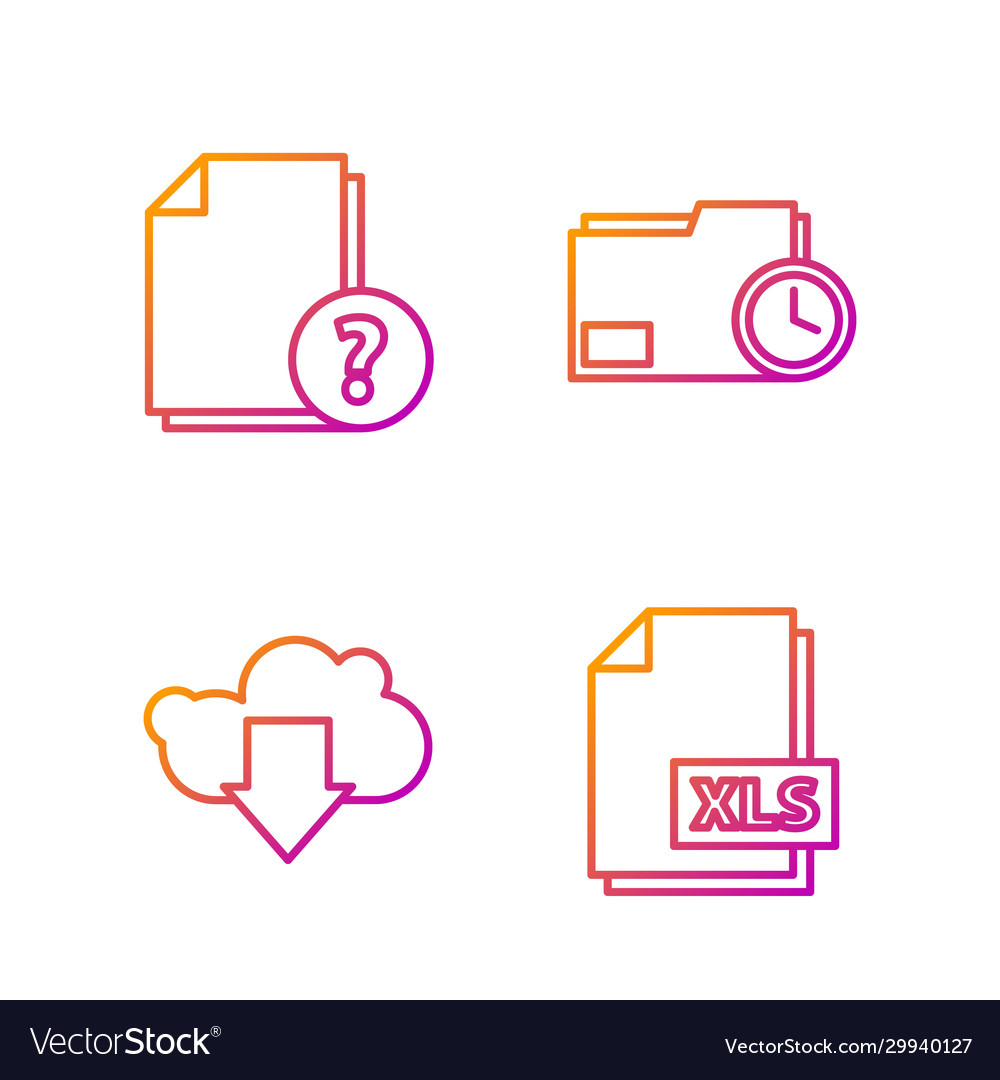 Set line xls file document cloud download Vector Image Set line xls file document cloud download Vector Image