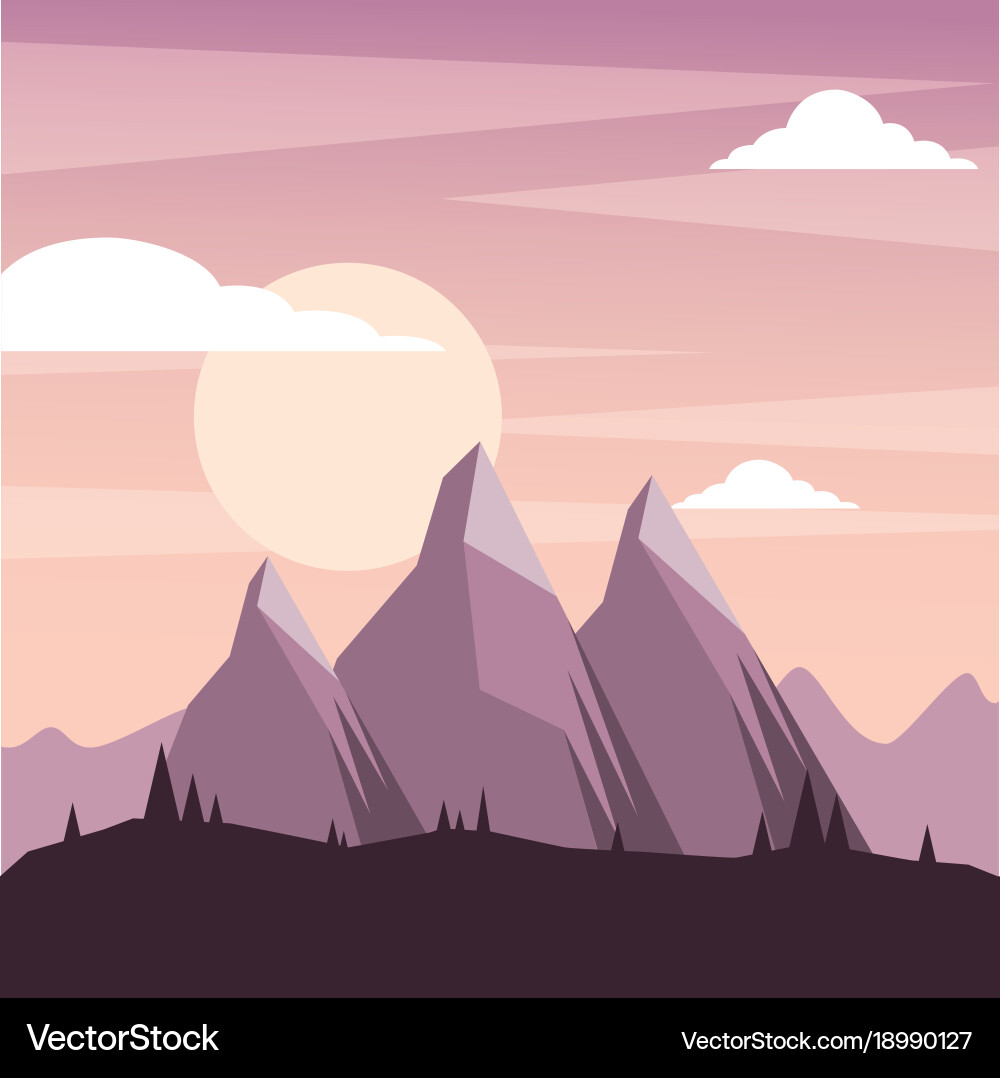 Wild mountain weed nature clouds landscape scene Vector Image
