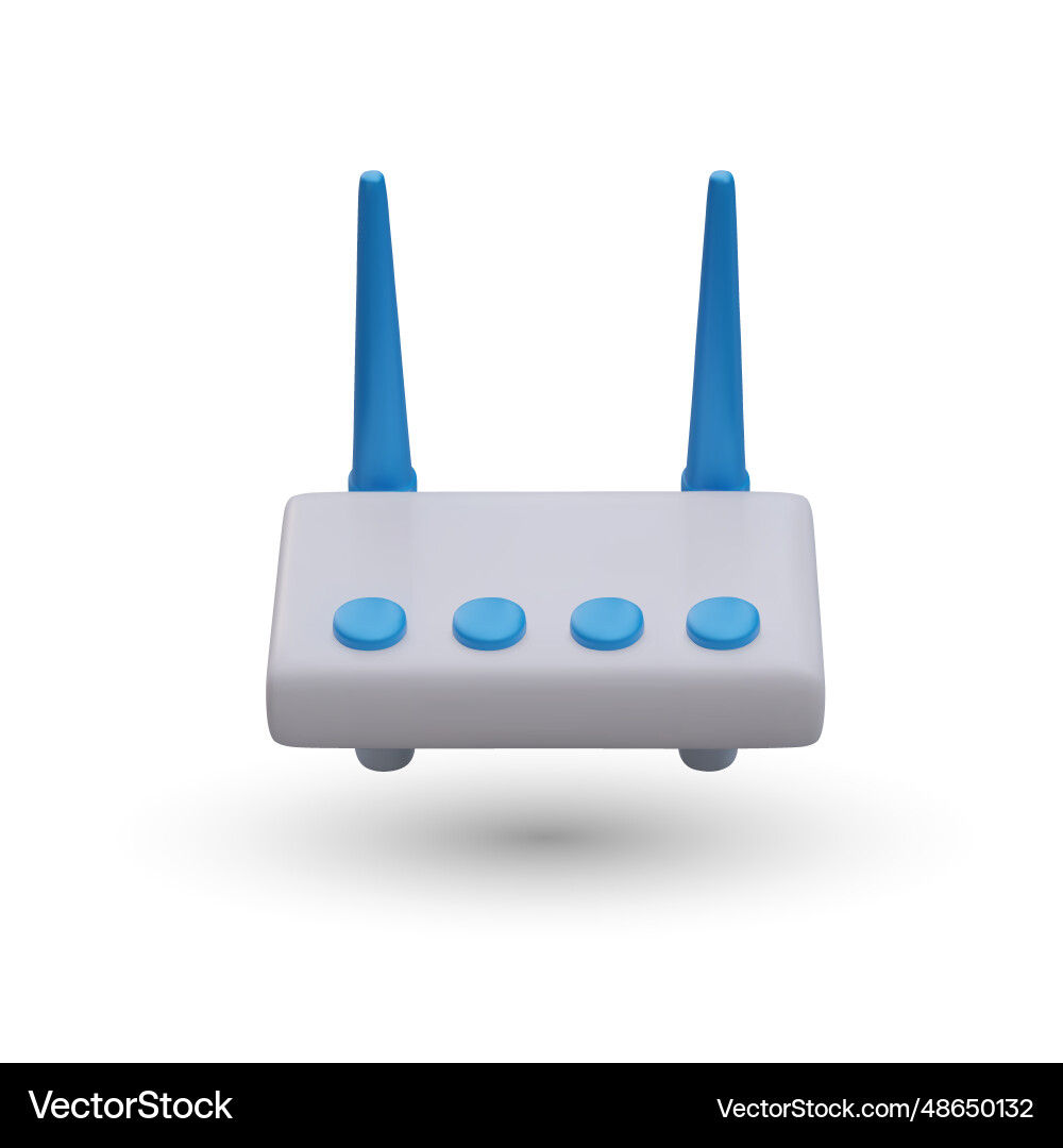 3d realistic router in blue colors on white Vector Image