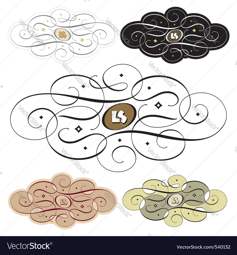 Calligraphic swirl set Royalty Free Vector Image Calligraphic swirl set Royalty Free Vector Image