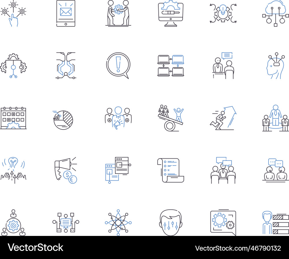 Competence building line icons collection skills Vector Image