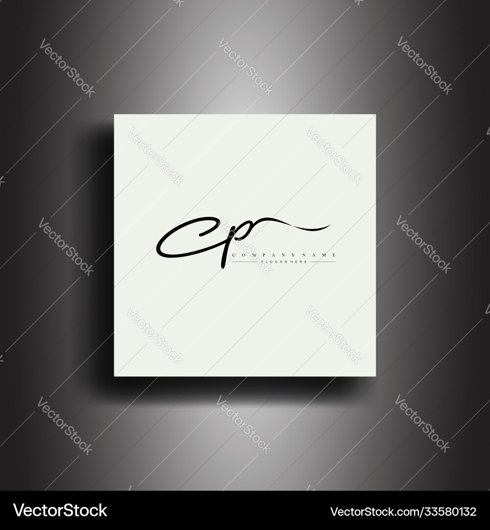Cp signature style monogramcalligraphic lettering Vector Image