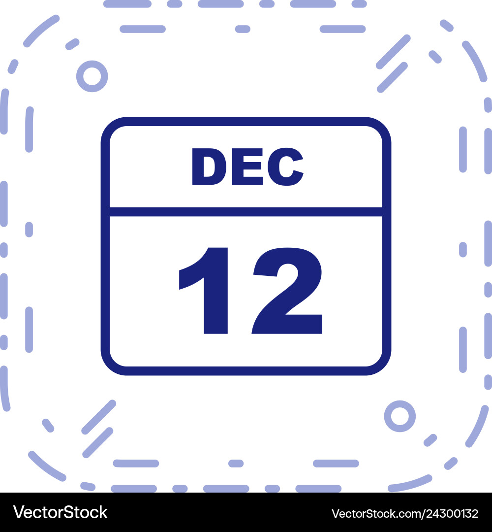 December 12th date on a single day calendar Vector Image