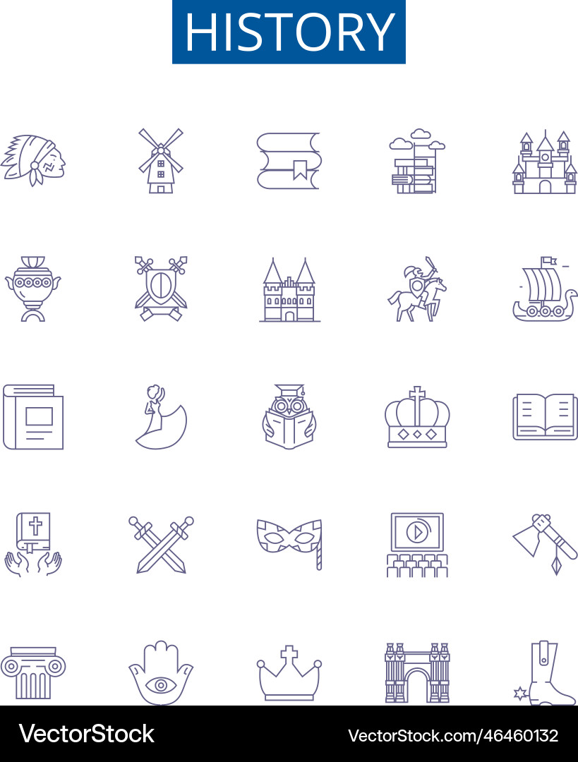 History line icons signs set design collection Vector Image