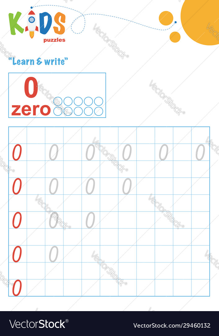 Learning numbers learn and write numbers easy Vector Image