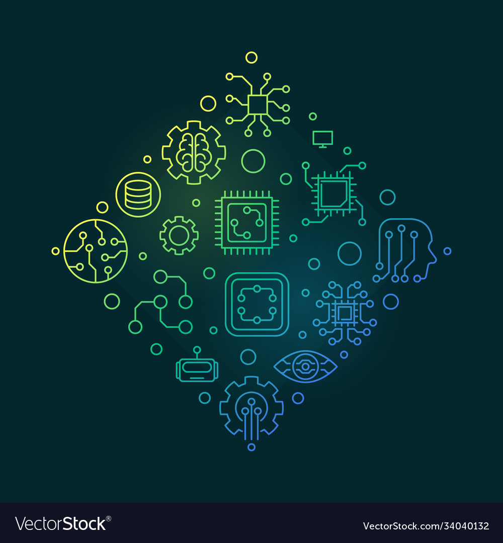 Machine learning concept outline colored Vector Image