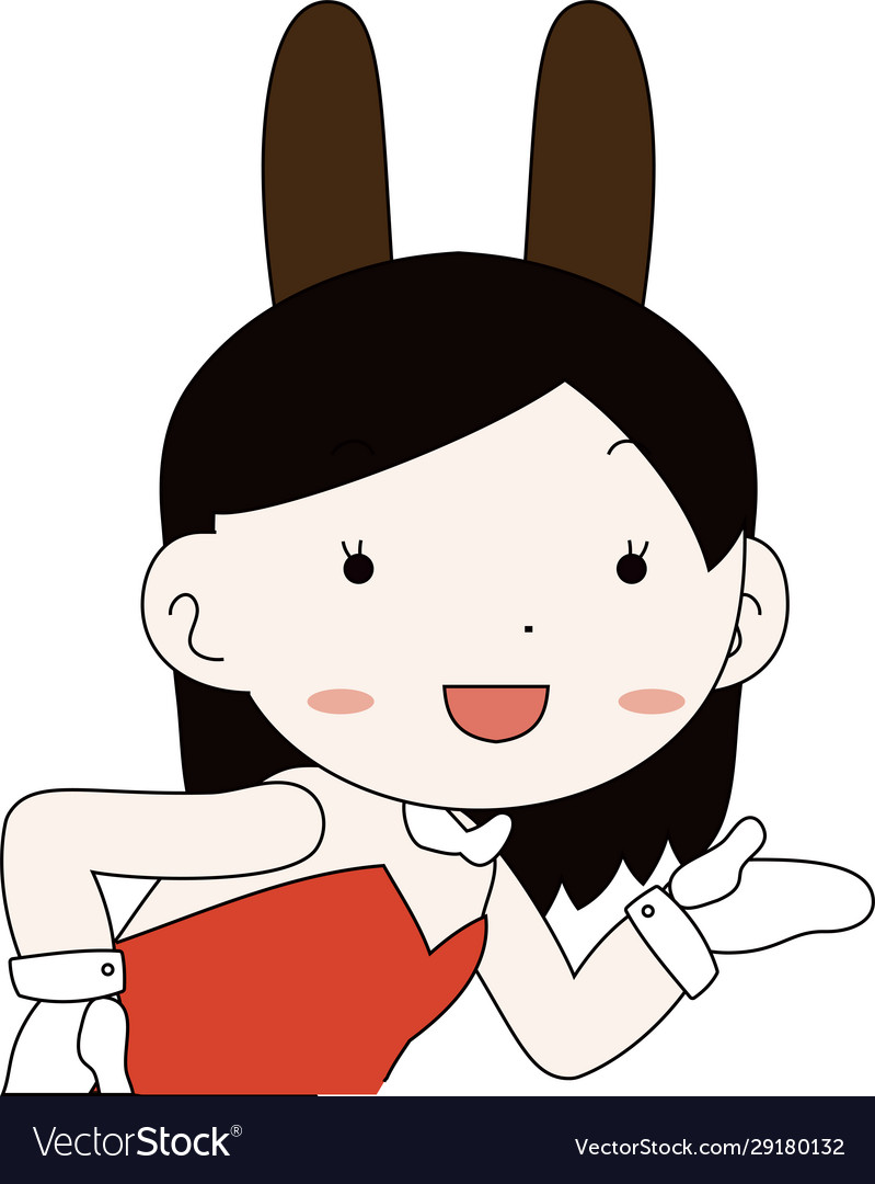 Pop cute pose bunny girl upper body Royalty Free Vector