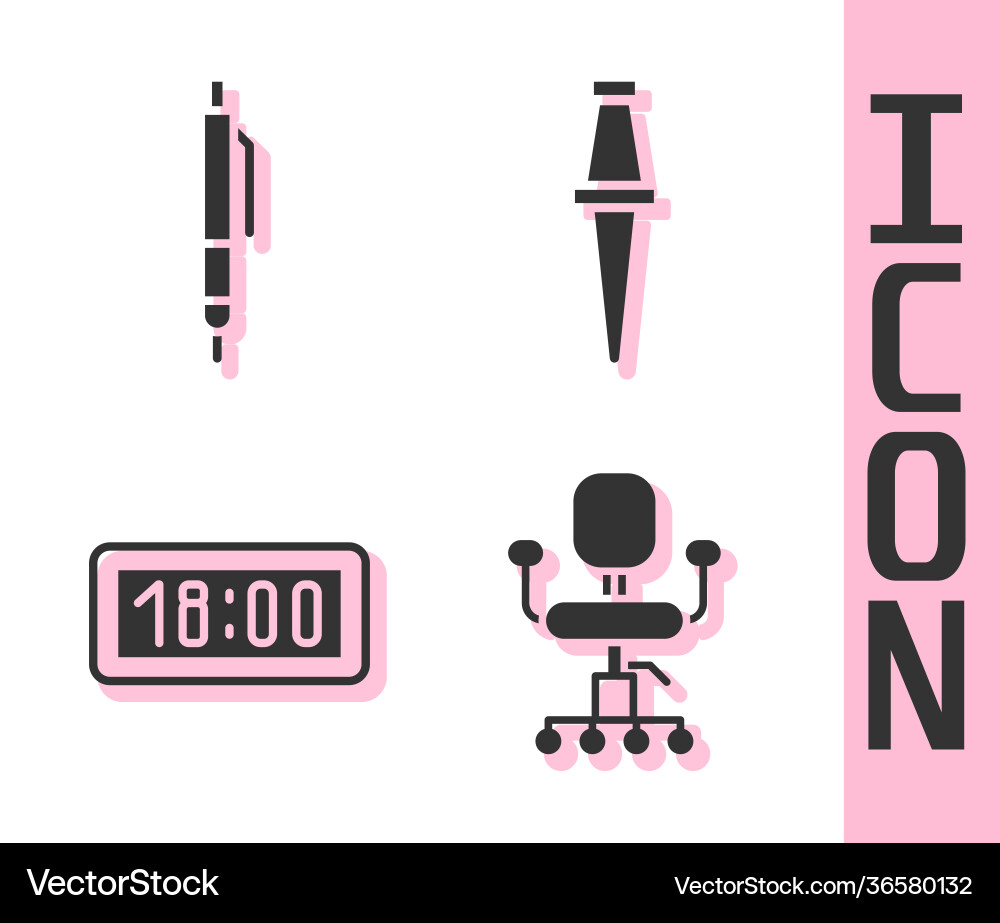 Set office chair pen digital alarm clock Vector Image