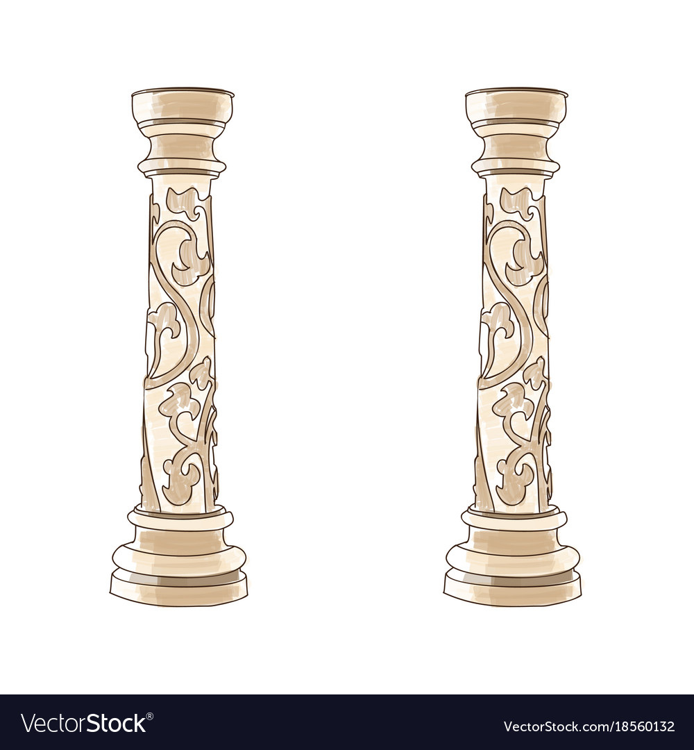 Stylized greek doodle column doric ionic Vector Image Stylized greek doodle column doric ionic Vector Image