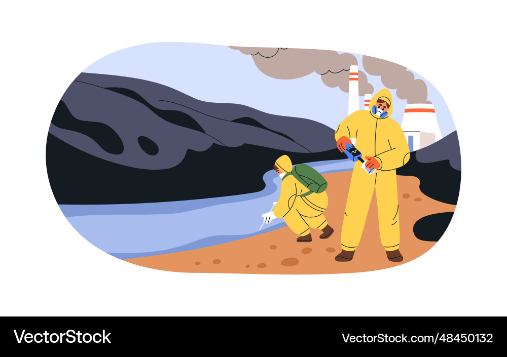 Testing polluted water at chemical industry plant Vector Image