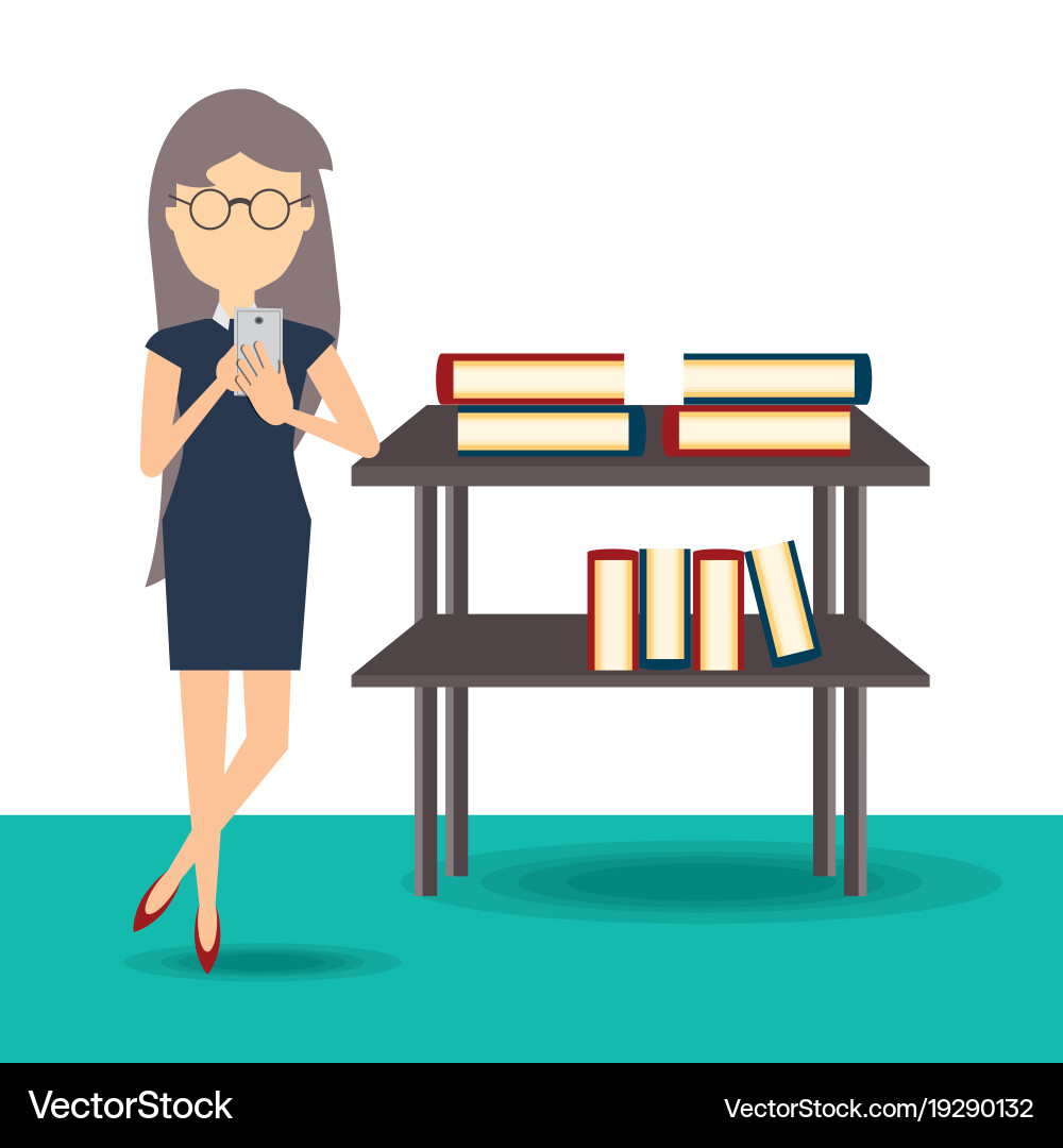 Woman reading on a mobile phone Royalty Free Vector Image
