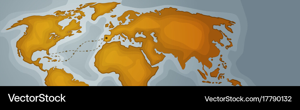 World map horizontal banner retro vintage style Vector Image