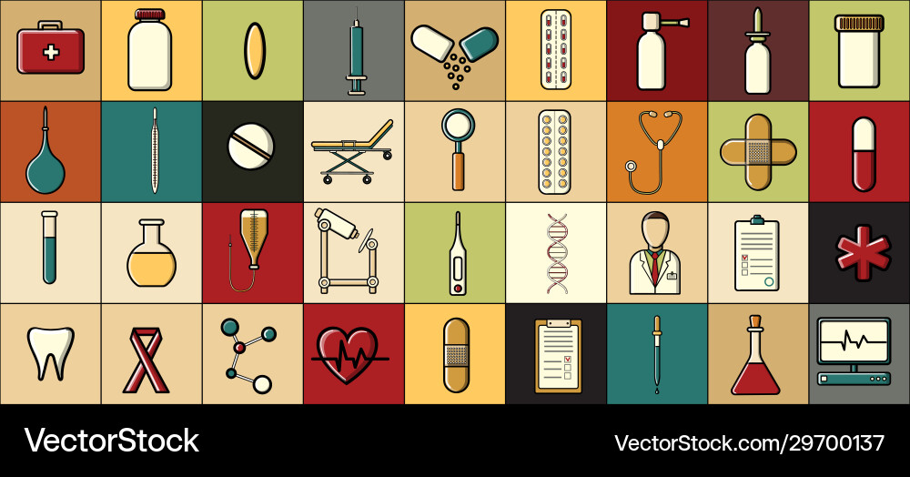 A big beautiful set medical items and tools Vector Image