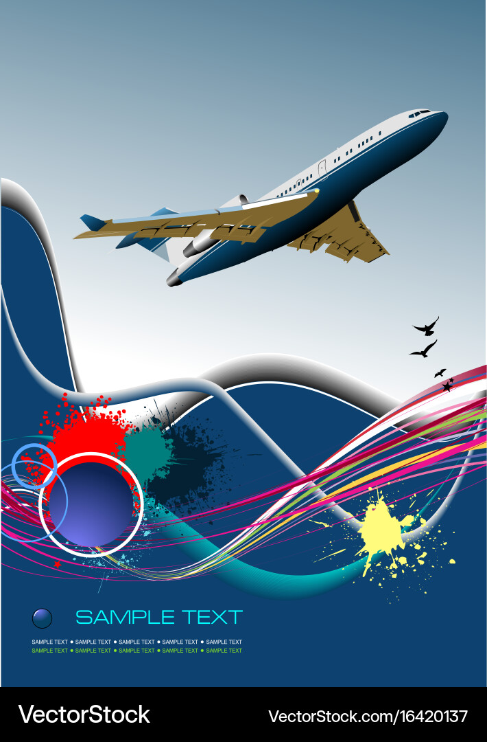 Aircraft poster with passenger airplane image Vector Image