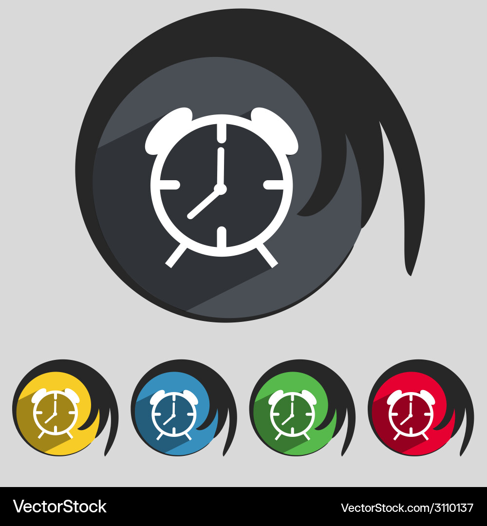 Alarm clock sign icon wake up symbol set Vector Image
