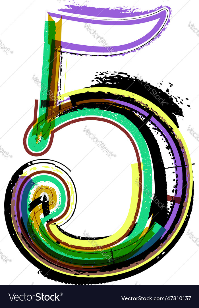 Art sketched fonts number symbols number 5 Vector Image