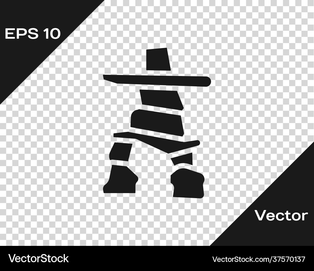 Black inukshuk icon isolated on transparent Vector Image