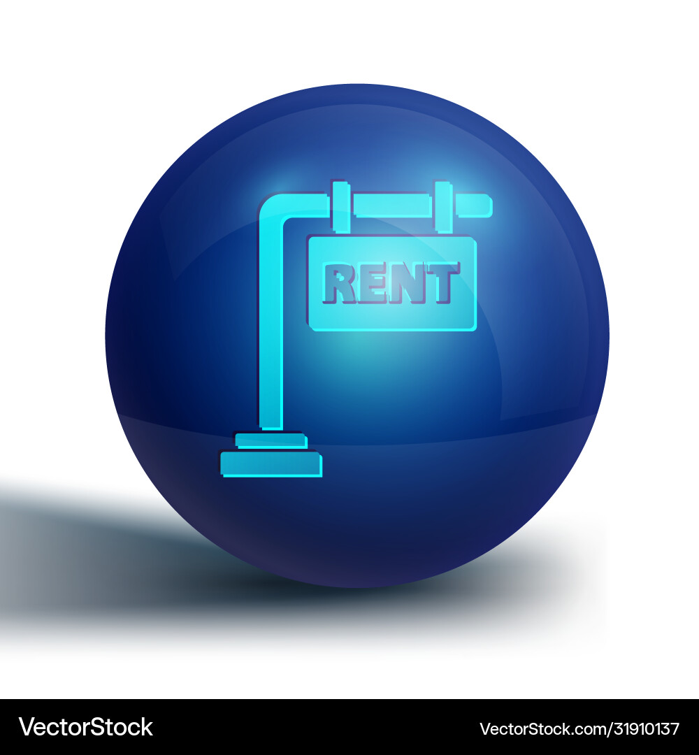 Blue hanging sign with text rent icon isolated Vector Image