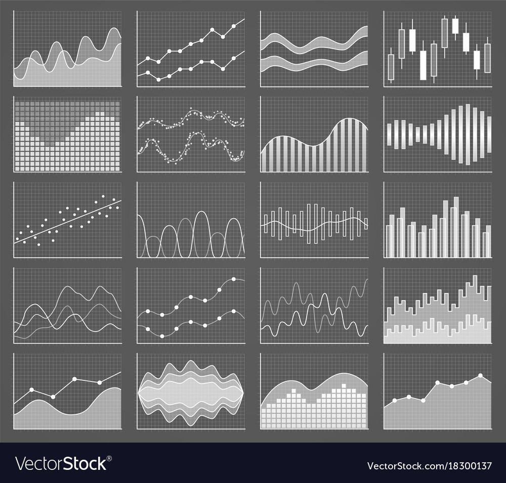 Business chart collection set of graphs data Vector Image