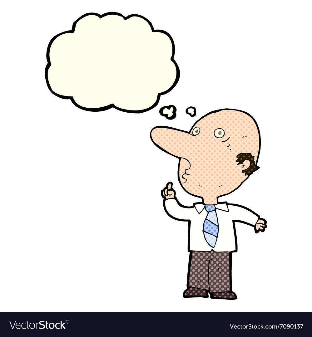 Cartoon bald man asking question with thought Vector Image