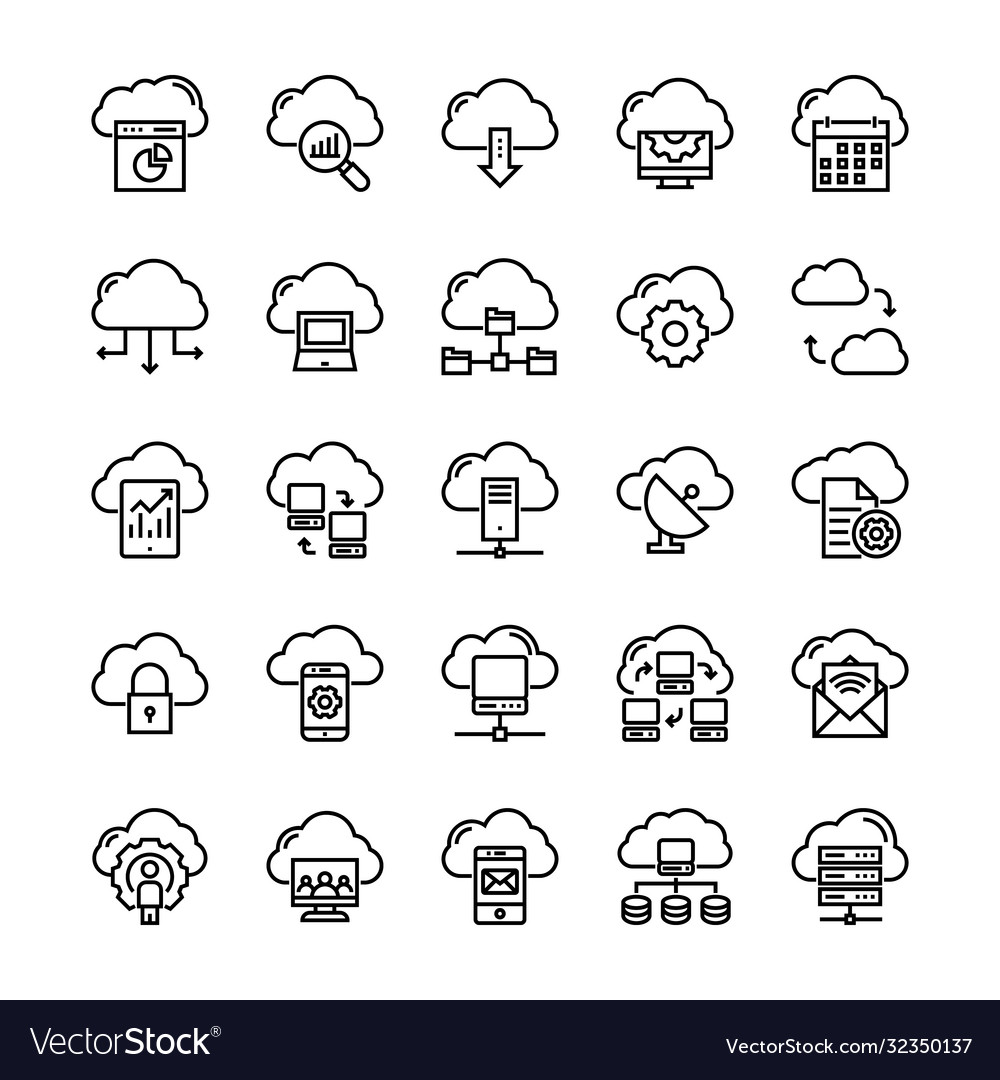 Cloud data technology icons 3 Royalty Free Vector Image