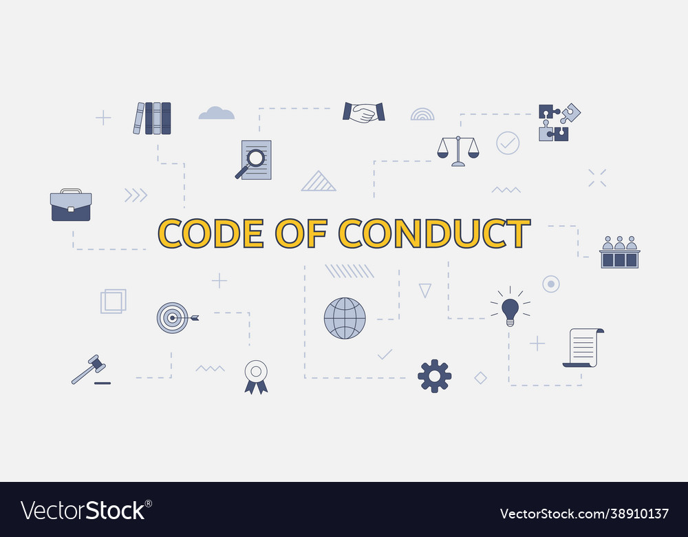 Code conduct concept with icon set big Royalty Free Vector