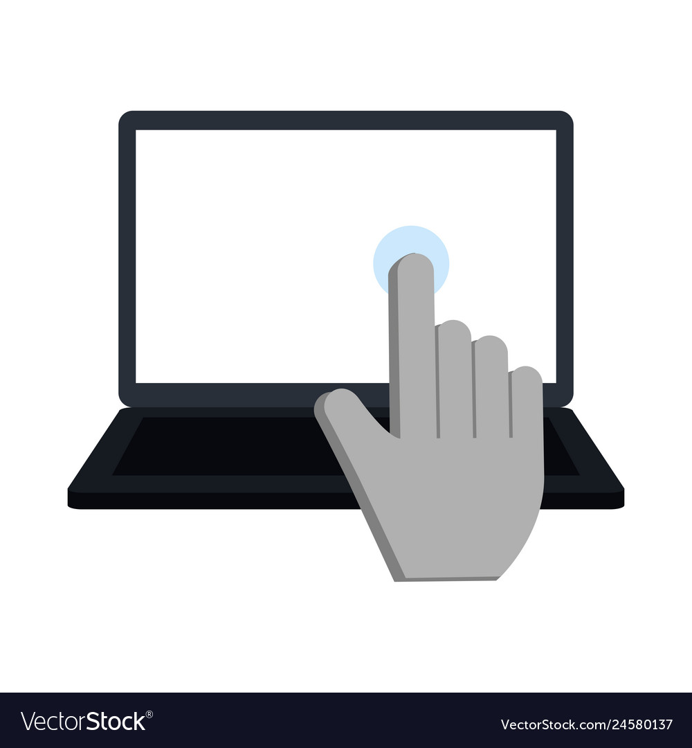 Cursor Touching Laptop Screen Royalty Free Vector Image 
