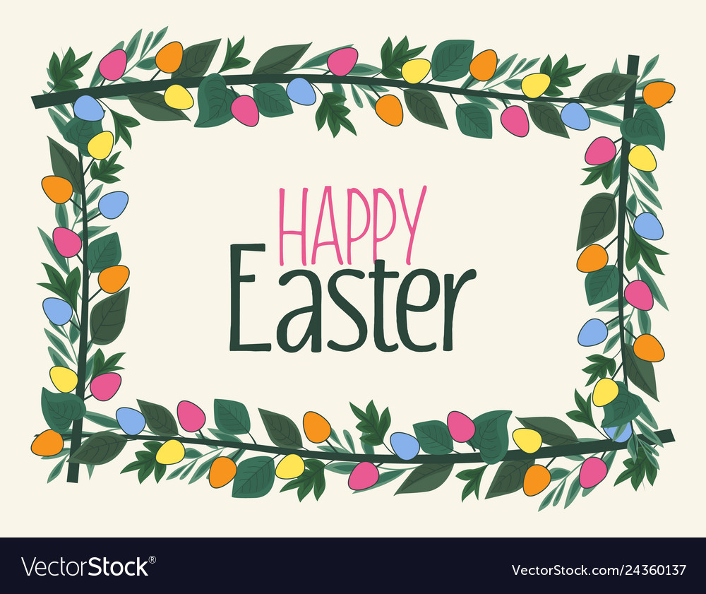 Easter frame with branches Royalty Free Vector Image