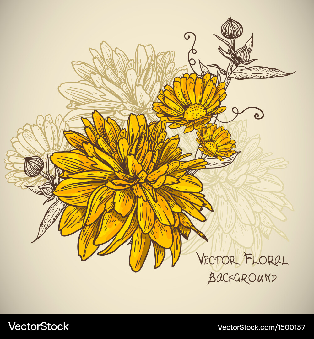 Floral background with blooming flowers Royalty Free Vector