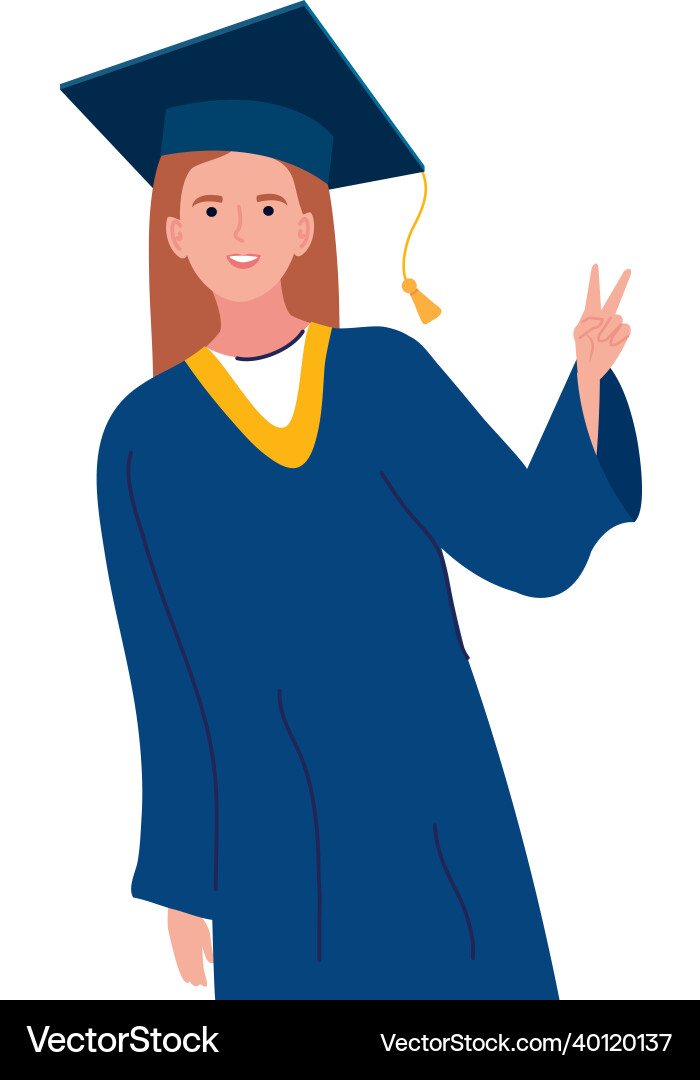 Happy woman graduate Royalty Free Vector Image