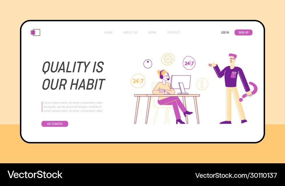 Hotline service call center landing page template Vector Image