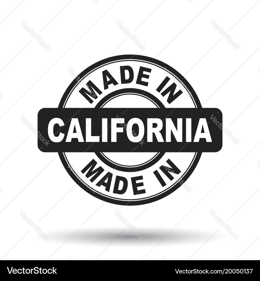 Made in california black stamp on white background