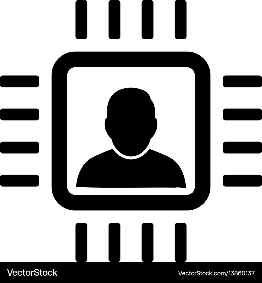 Neuro processor flat icon Royalty Free Vector Image
