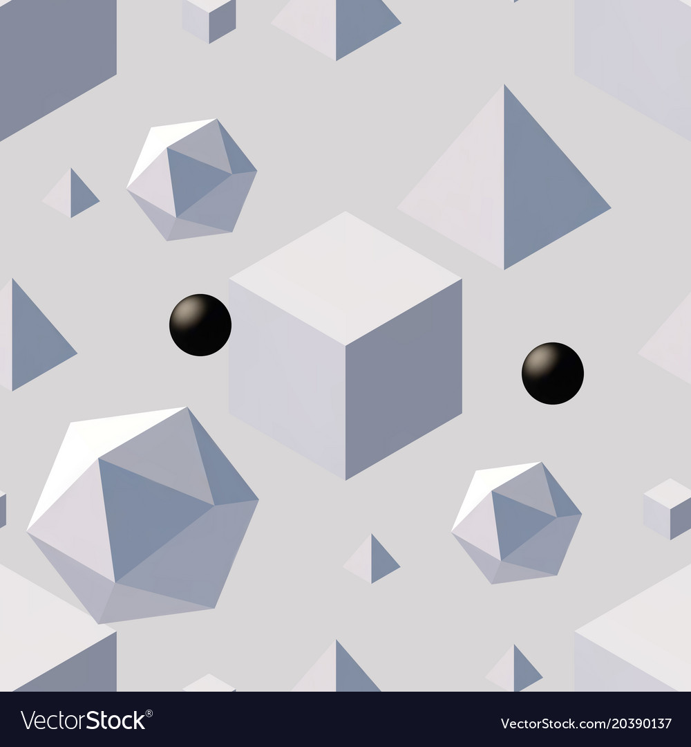 Pattern with 3d shapes Royalty Free Vector Image