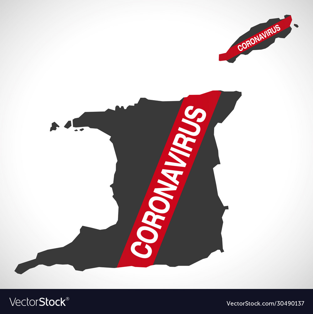 Trinidad and tobago map with coronavirus warning Vector Image