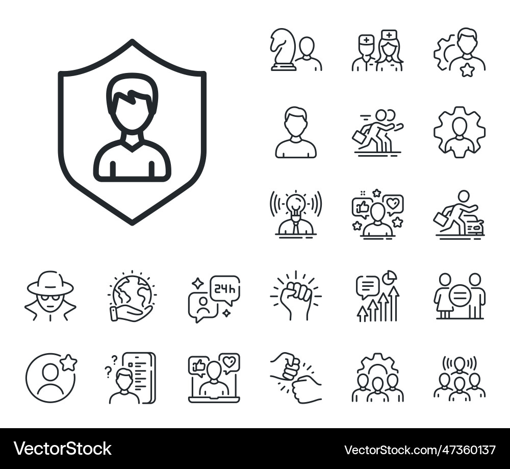 User protection line icon male profile sign Vector Image