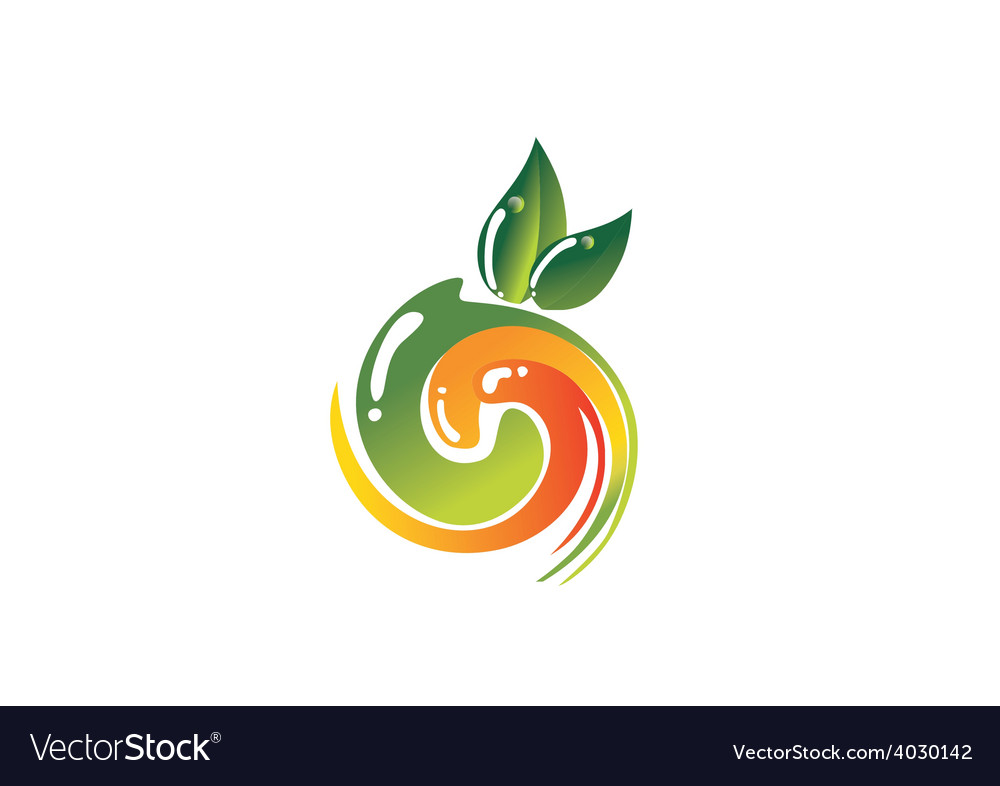 Abstract fruit vegetarian leaf swirl logo Vector Image Abstract fruit vegetarian leaf swirl logo Vector Image