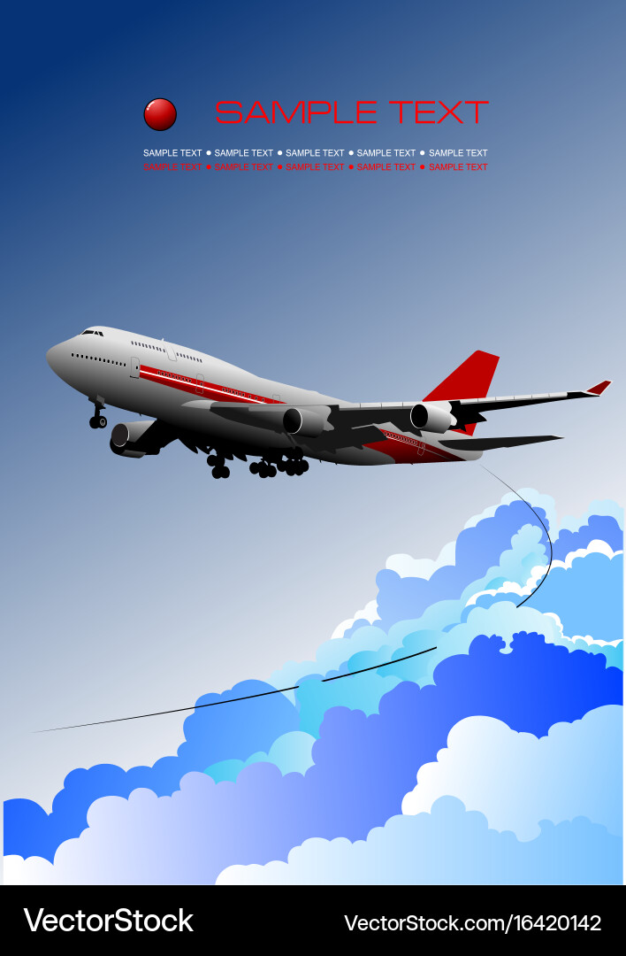 Aircraft poster with passenger airplane image Vector Image
