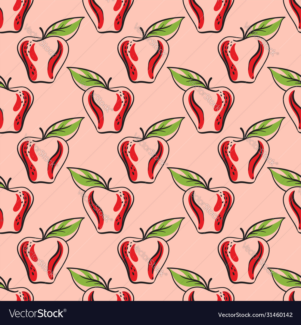 Apples pattern on white background Royalty Free Vector Image